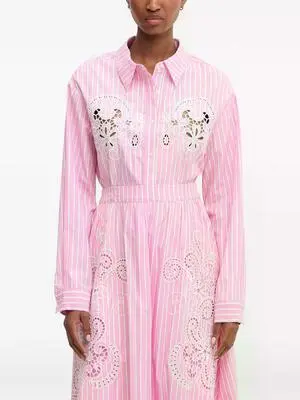 MORGAN Broderie Anglaise Striped Shirt - Pink