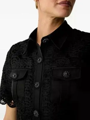 MORGAN Guipure Lace Flap-pocket Shirt