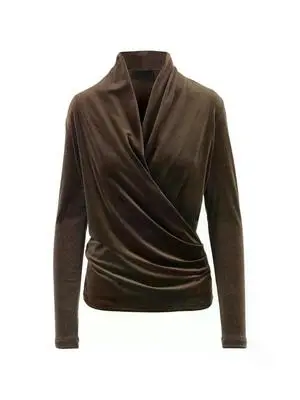 F.IT Velvet-effect Draped T-shirt