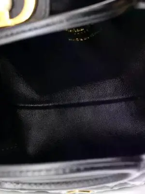 Dior Jolie Top Handle Bag Cannage Quilt Lambskin Mini Satchel - Black