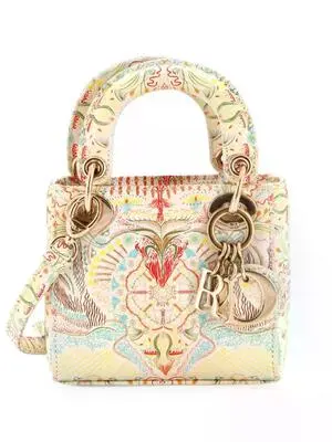Dior Christian Dior Lady Dior Embroidered Calfskin Mini Satchel Multicolour