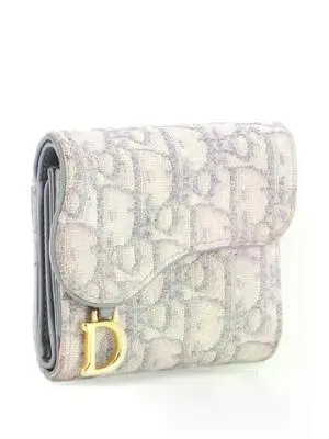 Dior Saddle Flap Wallet Oblique Canvas Mini Small Wallets - Grey