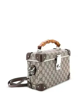 Gucci Bamboo Globe-trotter Vanity Case Gg Coated Canvas Satchel