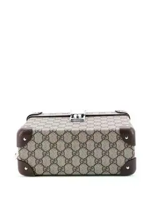 Gucci Bamboo Globe-trotter Vanity Case Gg Coated Canvas Satchel