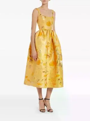 MARKARIAN Apple Floral-brocade Corset-style Midi Dress - Yellow