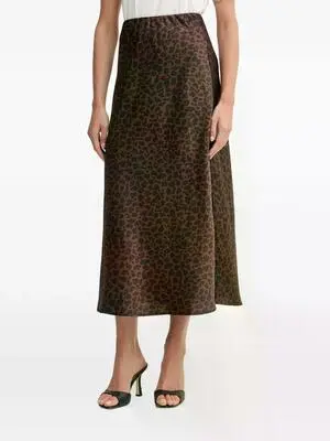 MORGAN Leopard-print Side-slit Skirt - Brown