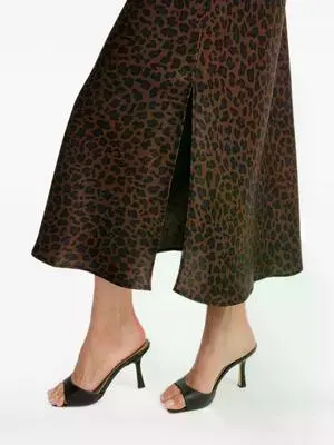 MORGAN Leopard-print Side-slit Skirt
