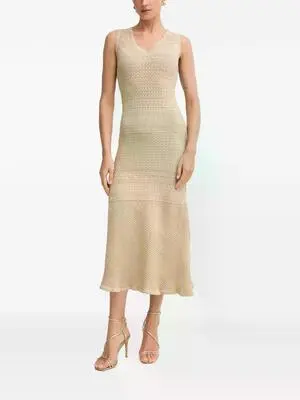 MORGAN Rmilan Scalloped-edge Midi Dress - Neutrals