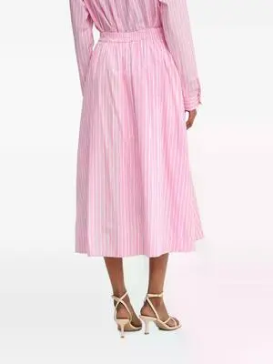 MORGAN Striped Broderie-anglaise Midi Skirt