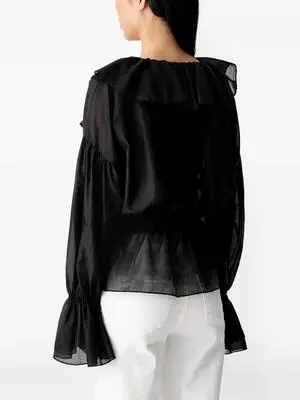 VICOLO Ruffled V-neck Blouse