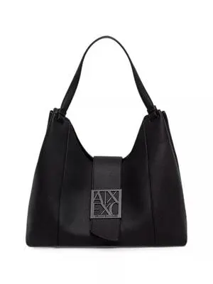 Armani Exchange Logo-plaque Pebbled Tote Bag - Black