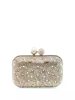 JIMMY CHOO Crystal-embellished Pearl-detail Clutch Bag - Gold