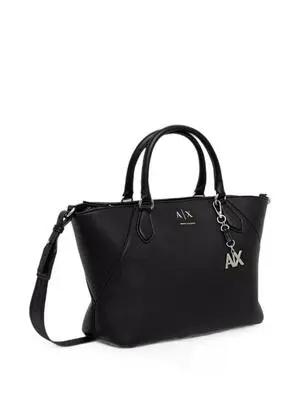 Armani Exchange Grained Tote Bag With Logo Charm