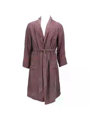 Isaia Geometric-print Belted Robe - Red