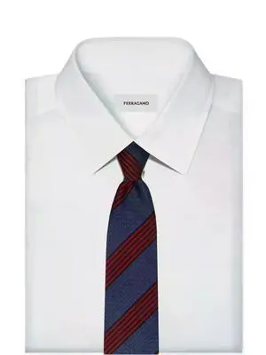 FERRAGAMO Gancini Print Diagonal Stripe Neck Tie