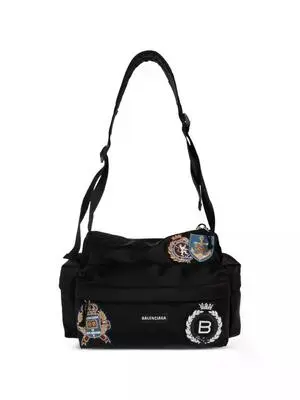 Balenciaga Explorer Patch Embellished Shoulder Bag - Black