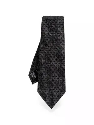 Giorgio Armani Logo-jacquard Silk Tie - Black