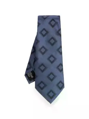 Giorgio Armani Geometric-print Tie - Blue