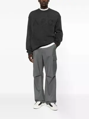 A.p.c. Logo-intarsia Crew-neck Sweater - Grey