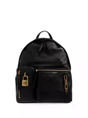 Balmain Padlock-detail Leather Backpack