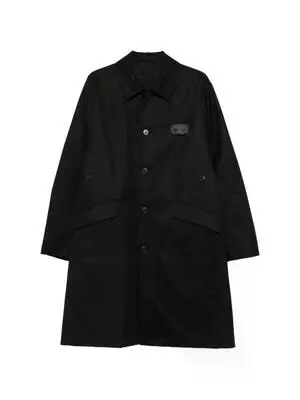 Undercover Single-breasted Coat With Graphic Patches - Black