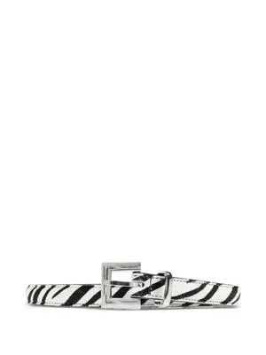 ANINE BING Nicola Zebra-print Belt - White