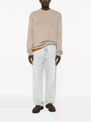 A.p.c. Logo-knit Crew-neck Sweater - Neutrals