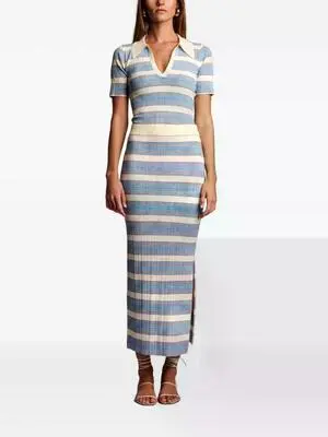 HEVRON Horizontal-stripe Ribbed-knit Skirt