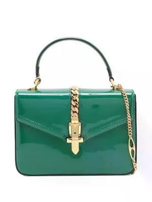 Gucci 2016-2026 Mini Patent Sylvie 1969 Top Handle Bag Satchel - Green
