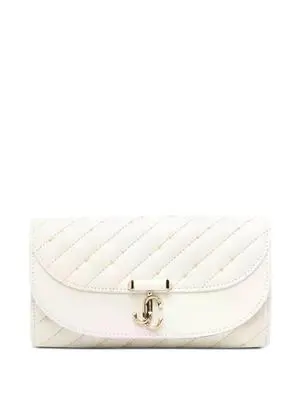 JIMMY CHOO Jc Logo Studded Leather Wallet On Chain - White