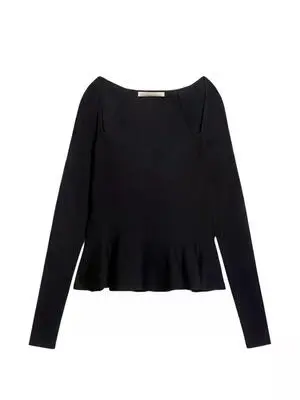 Vanessa Bruno Flower Square-neck Ruffled Top - Black