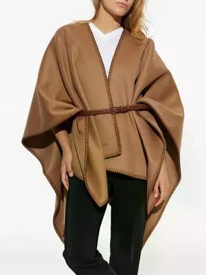 Max Mara Belted Whipstitch-trim Poncho