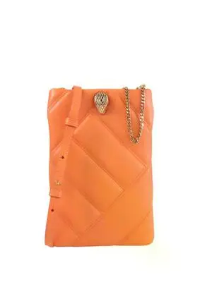BVLGARI 2000-2026 Leather Serpenti Cabochon Phone Case Crossbody Bag - Orange