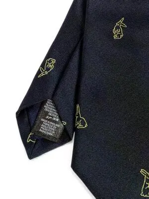 Paul Smith Rabbit-embroidered Silk Tie - Blue
