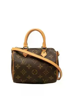 LOUIS VUITTON 2015 Monogram Nano Speedy Bandouliere Satchel - Brown