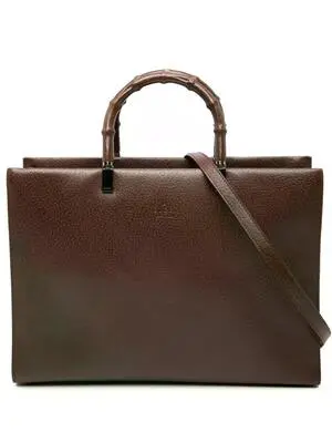 Gucci 2000-2015 Calfskin Bamboo Satchel - Brown