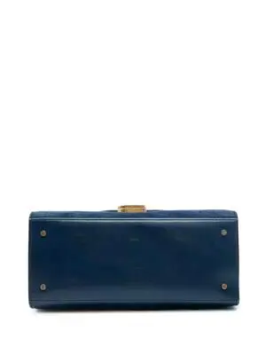 Saint Laurent Medium Calfskin And Suede Classic Monogram Cassandra Top Handle Bag - Blue