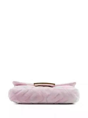 Fendi Mini Zucca Embossed Velvet Baguette Satchel - Pink