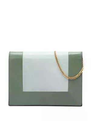 Celine 2017 Bicolor Leather Frame Wallet On Chain Crossbody Bag - Green