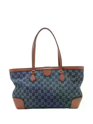 Gucci 2000-2015 Medium Gg Denim Ophidia Tote Bag - Blue