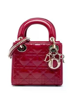 Dior 2017 Mini Patent Cannage Lady Satchel - Red