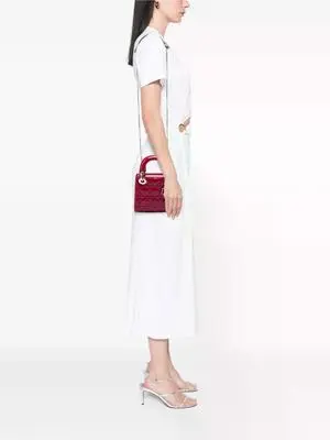 Dior Mini Patent Cannage Lady Satchel - Red