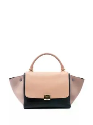 Celine 2015 Small Tricolor Leather Trapeze Satchel - Black