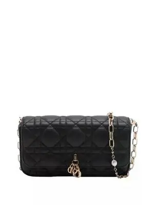 Dior 2022-2024 Lambskin Cannage My Talk Phone Pouch Crossbody Bag - Black