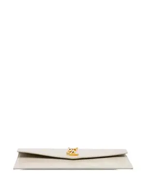 Saint Laurent Croc Embossed Leather Uptown Pouch Clutch - Brown