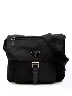 Prada 2000-2013 Tessuto Zip Buckle Messenger Bag Crossbody Bag - Black