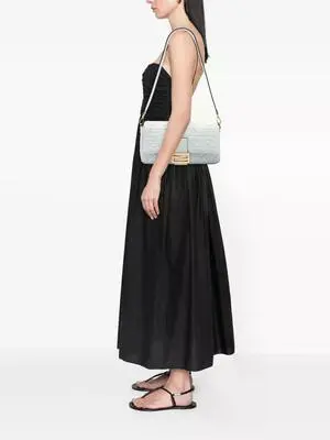 Fendi Large Zucca Embossed Leather Baguette Satchel - White