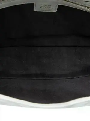 Fendi Large Zucca Embossed Leather Baguette Satchel - White