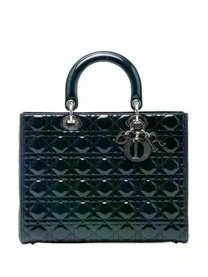 Dior 2011 Large Patent Cannage Lady Satchel - Blue