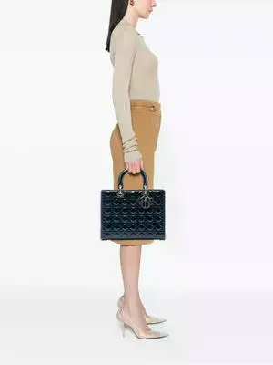 Dior Patent Cannage Lady Satchel - Blue